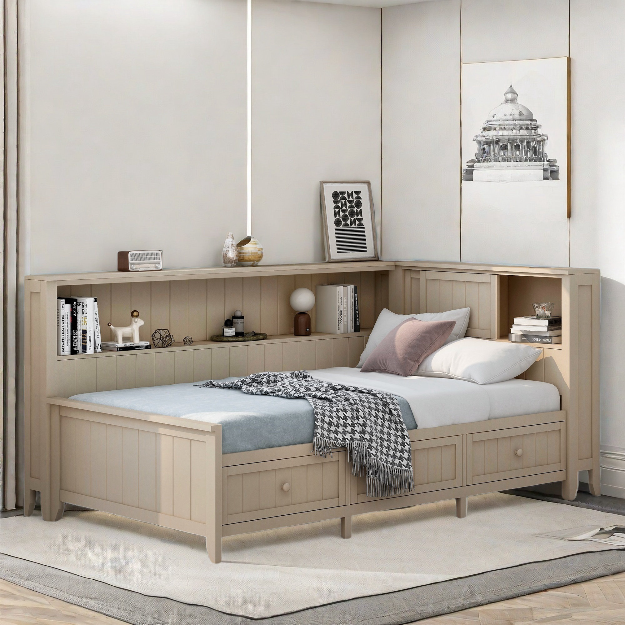 Red Barrel Studio® Montesinos Daybed With Storage Shelves, 2 Sliding ...