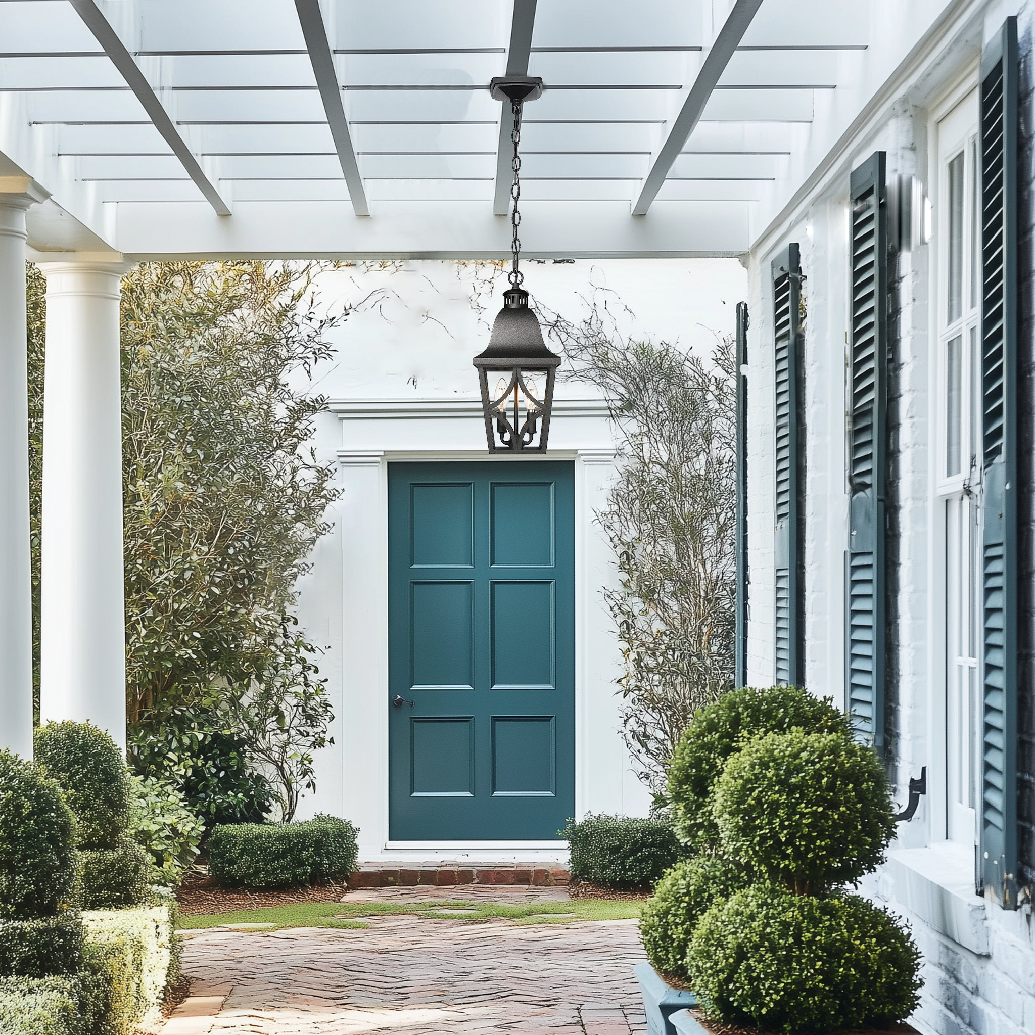 Winston Porter Outdoor Modern Pendant Light Fixture With Clear Glass ...