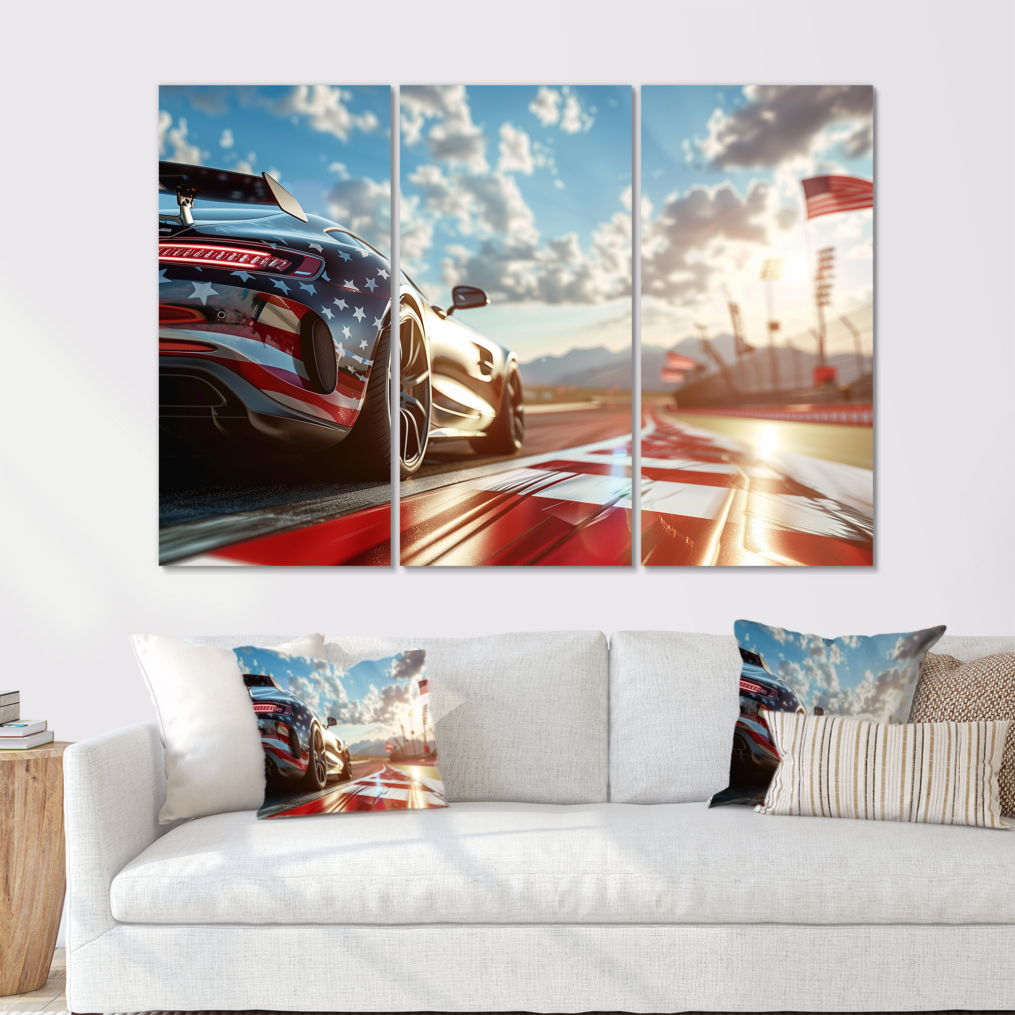 Latitude Run® Sports Car At The Track - Race Tracks Wall Art Print Set ...