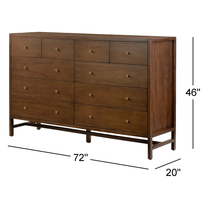 Four Hands Sullivan 10 Drawer Dresser in Saddle Tan & Reviews | Perigold