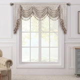 TOPLUXE Elegant Swag Valance with Tassels, Beige Jacquard Waterfall ...