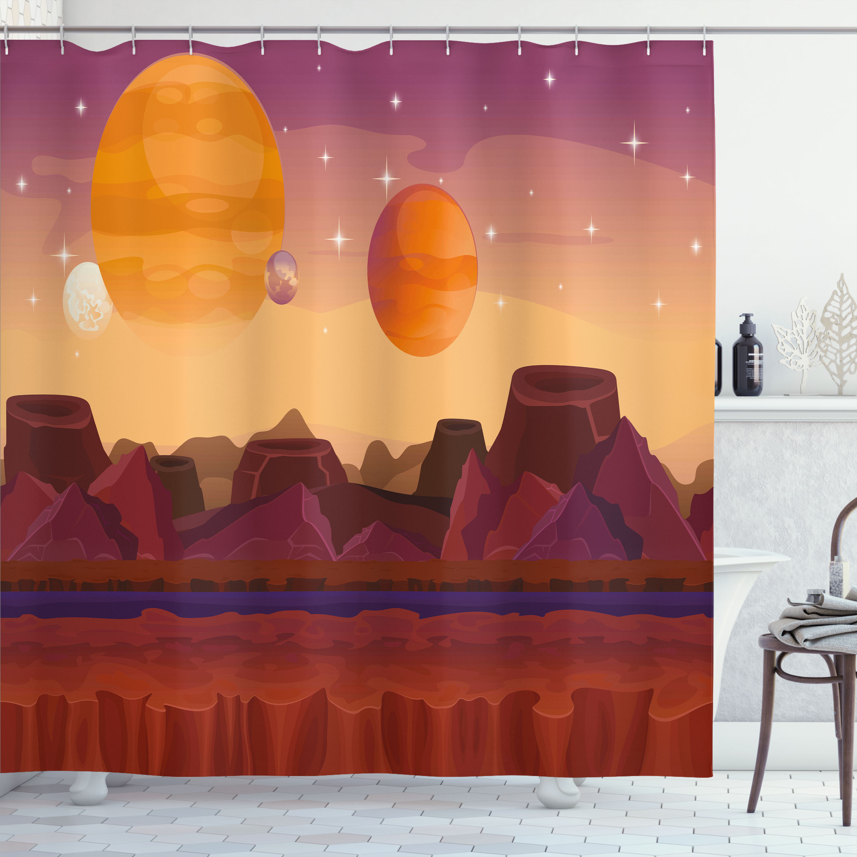 Dakota Fields Outer Space Shower Curtain Planetary Graphic 32509 | Wayfair