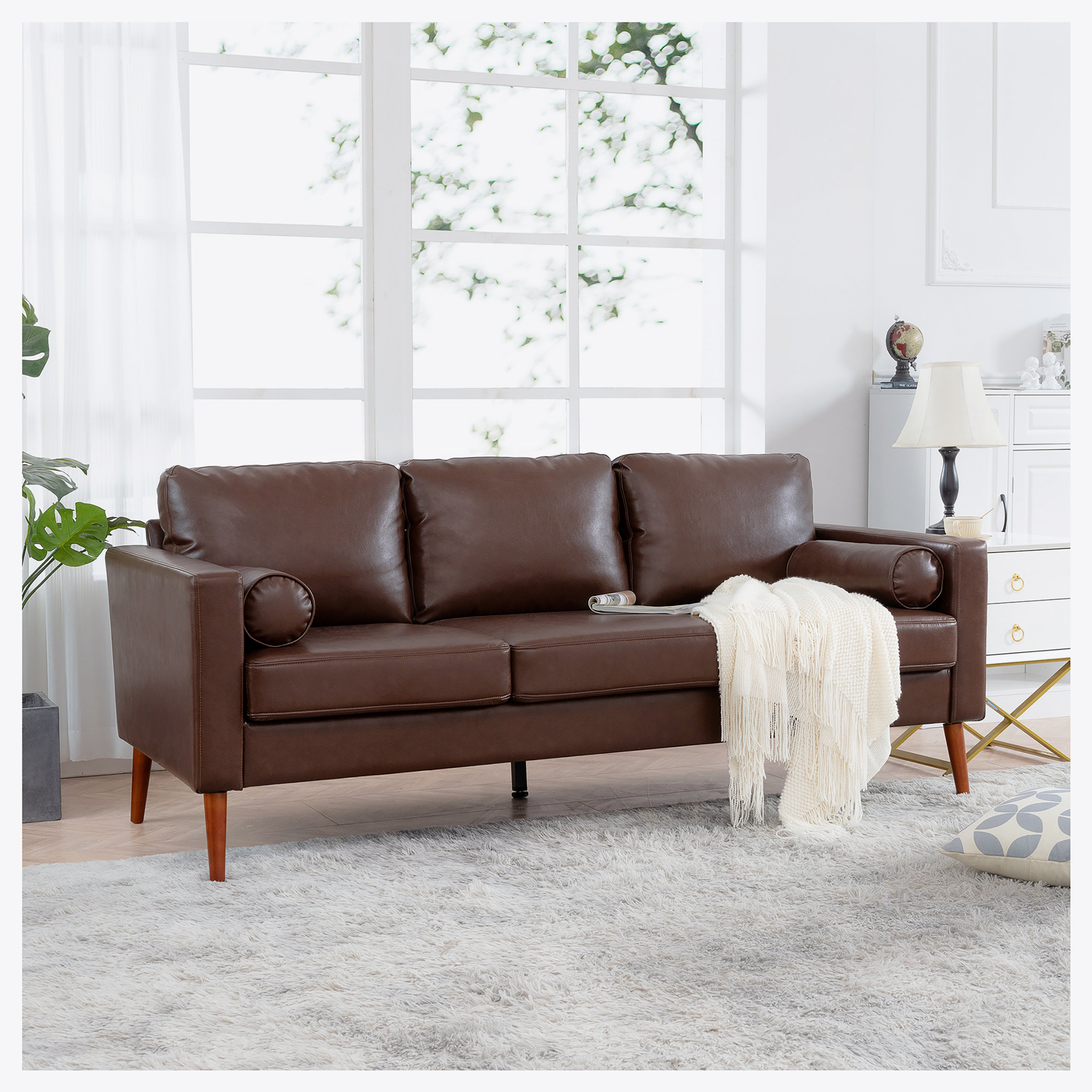 Corrigan Studio® Small Sofa Couch 76.97 in 3 Seat Comfy Couches for ...