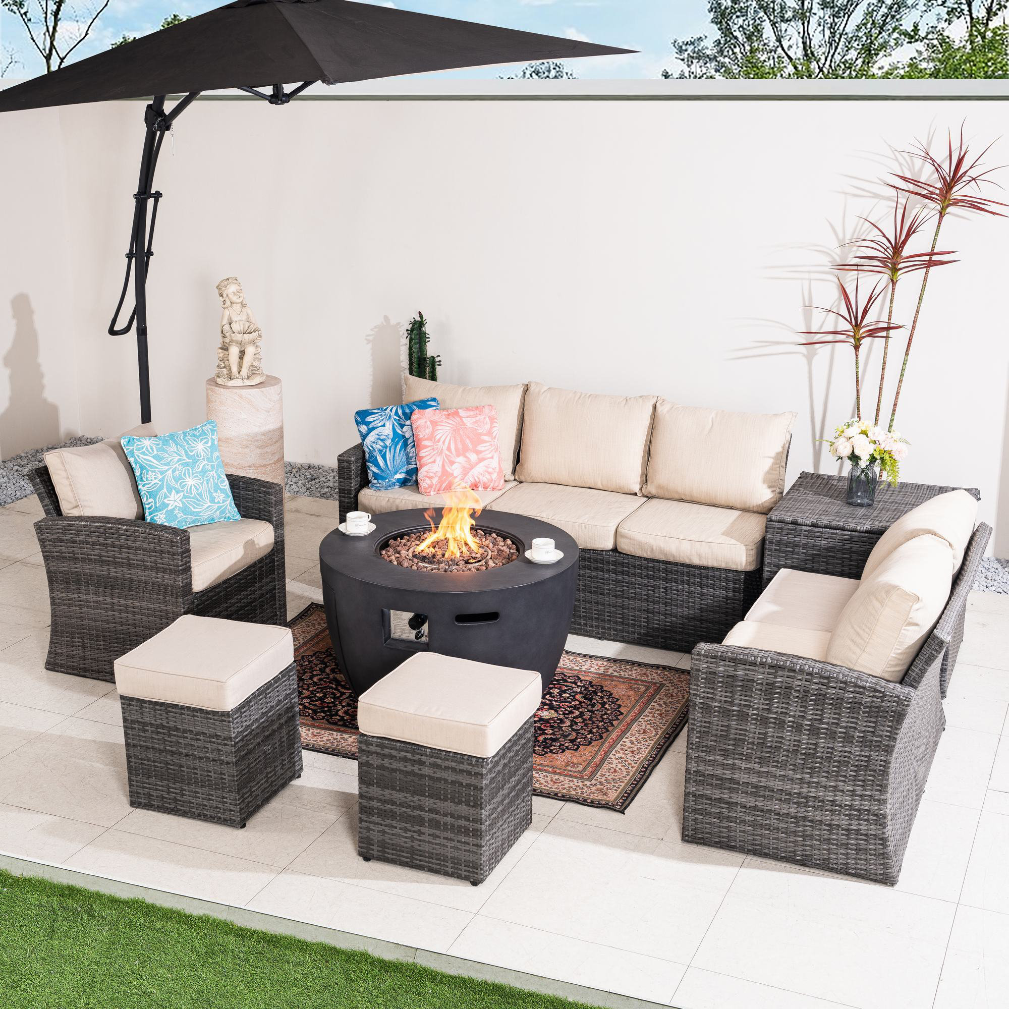 Red Barrel Studio® Rebecca Wicker 8 Person Conversation Set With ...