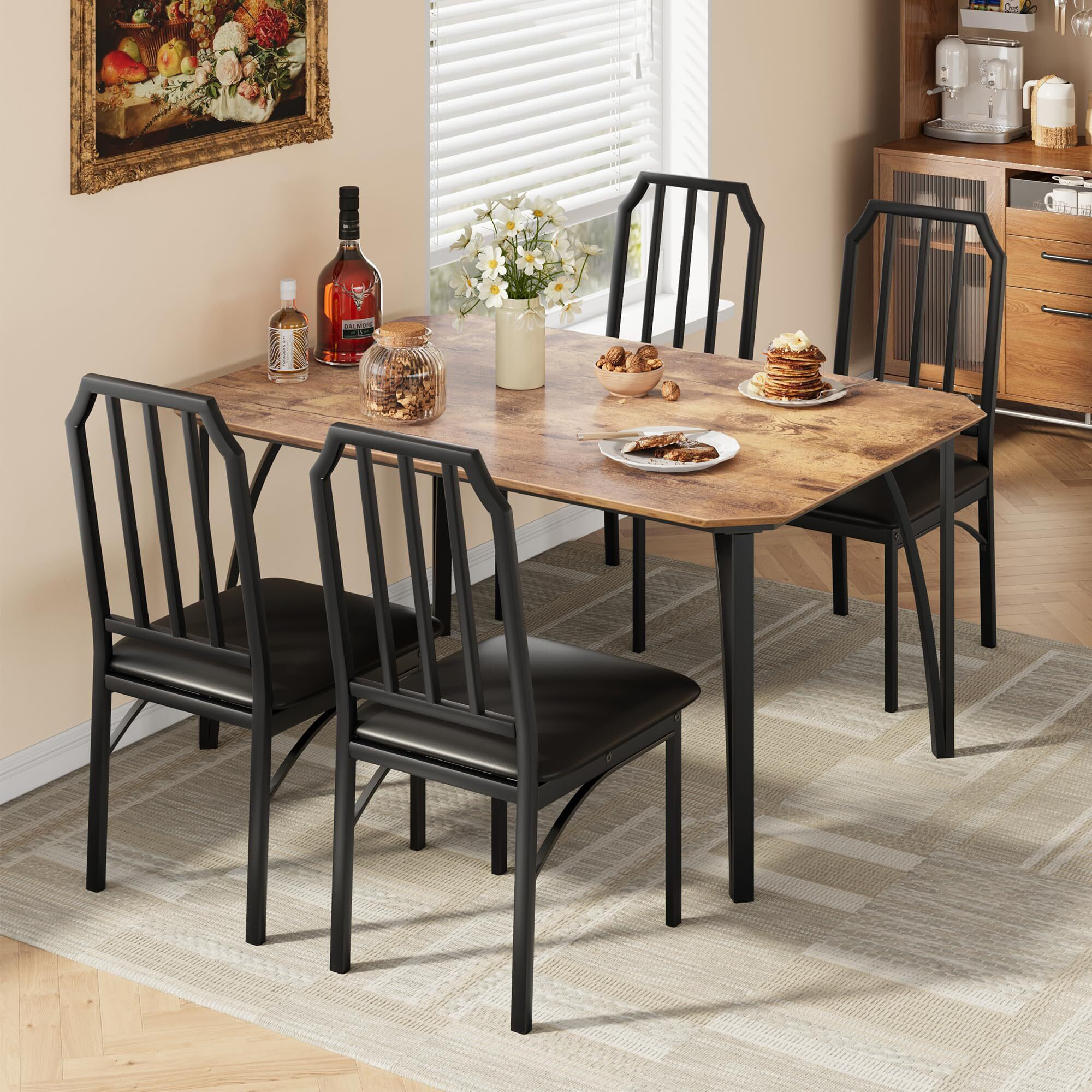 babevy Kitchen Table And Chairs With Chamfer Design | Wayfair