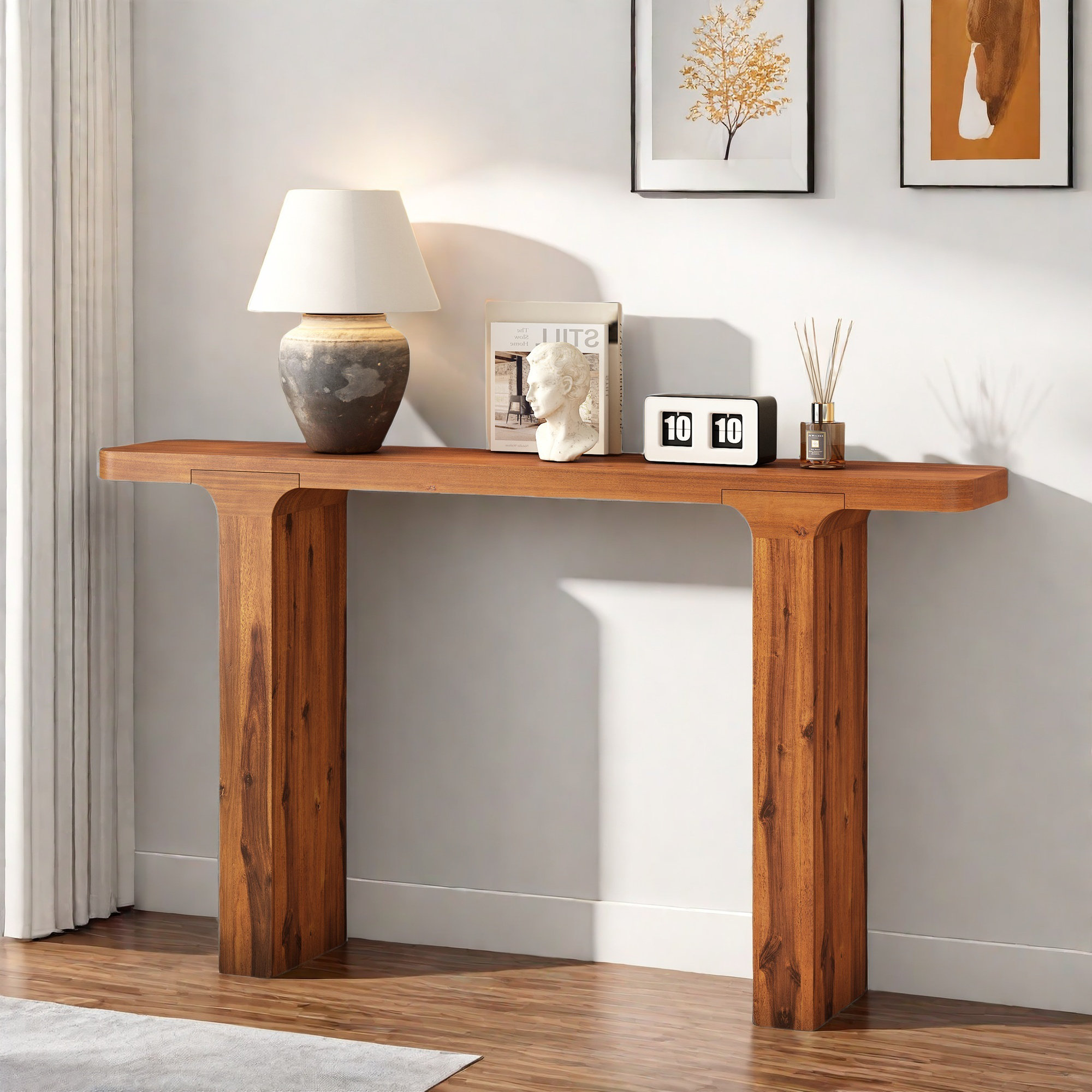 Gracie Oaks Esquibel Elegant Console Table With Grain Patterns And ...