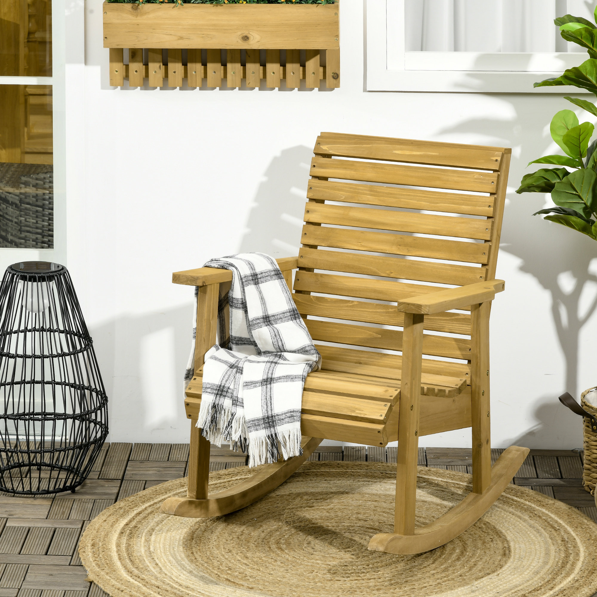 Millwood Pines Brainley Outdoor Rocking Solid Wood Chair & Reviews ...