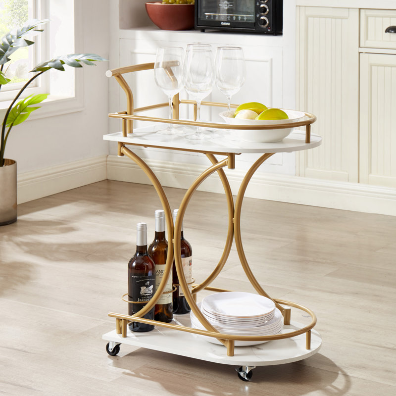 House of Hampton® Fabiola Kitchen Island,2-Tier Bar Cart, Mobile Bar ...