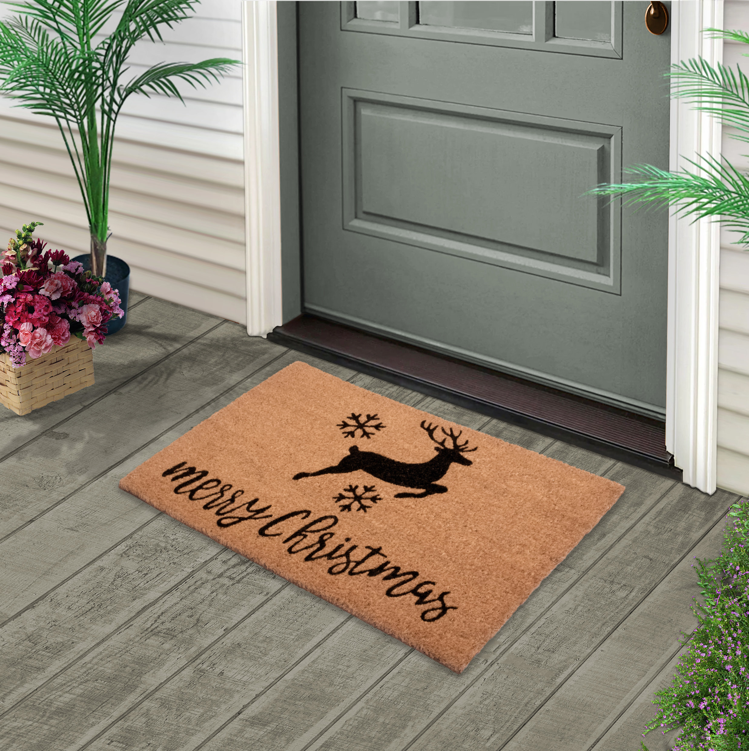 The Holiday Aisle® Hazal Natural Coir Doormat 28 in. x 18 in. Indoor ...