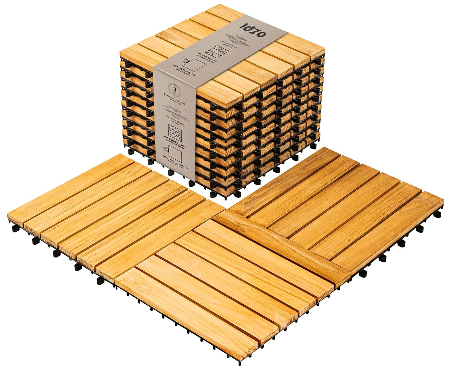 Bme Interlocking Teak Deck Tiles (Pack of 10) - 6 Slats - Wayfair Canada