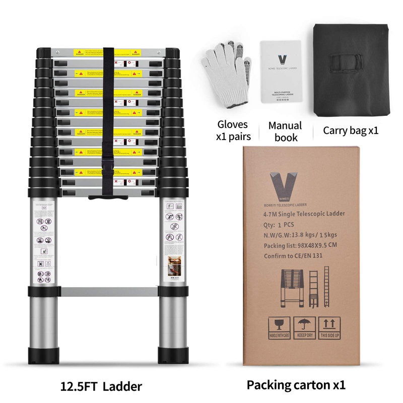 WFX Utility™ 16 - Step Aluminum Lightweight Folding Extension Ladder ...