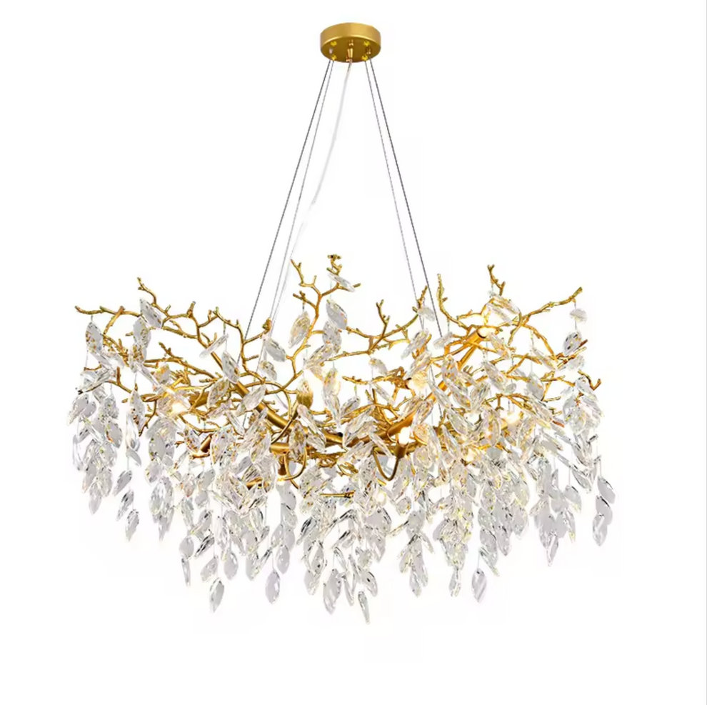 House of Hampton® Bloom Luxury Gold Branch Pendant Chandelier With ...