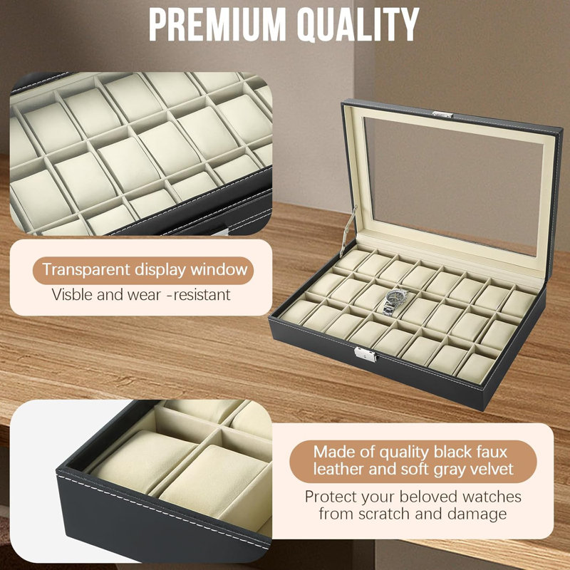 Hokku Designs 24 Slots Watch Box,Watch Case Display Organizer | Wayfair