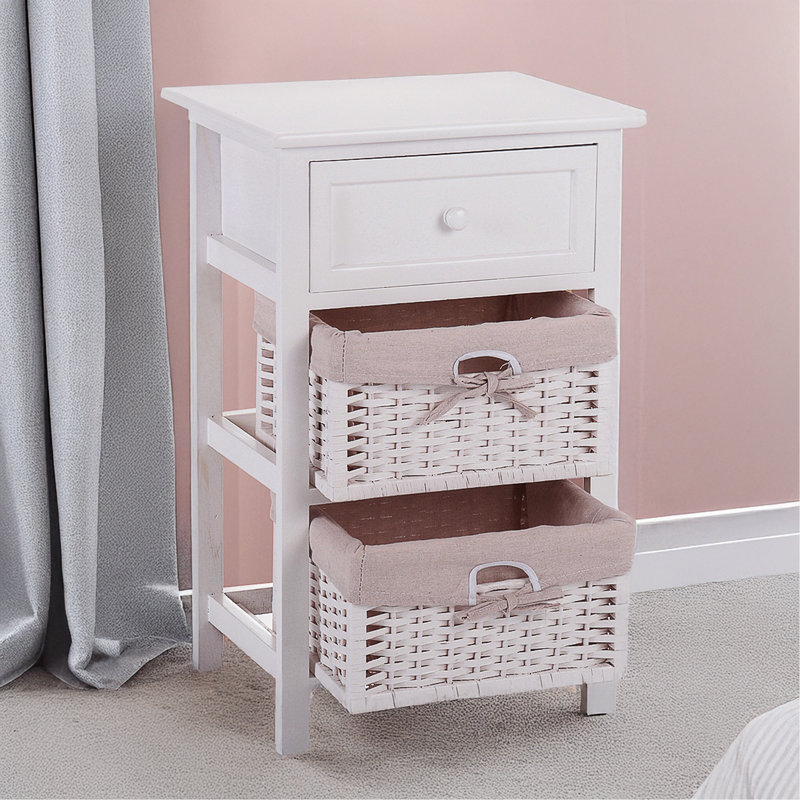 Gracie Oaks One Drawer Nightstand With Two Removable Baskets | Wayfair