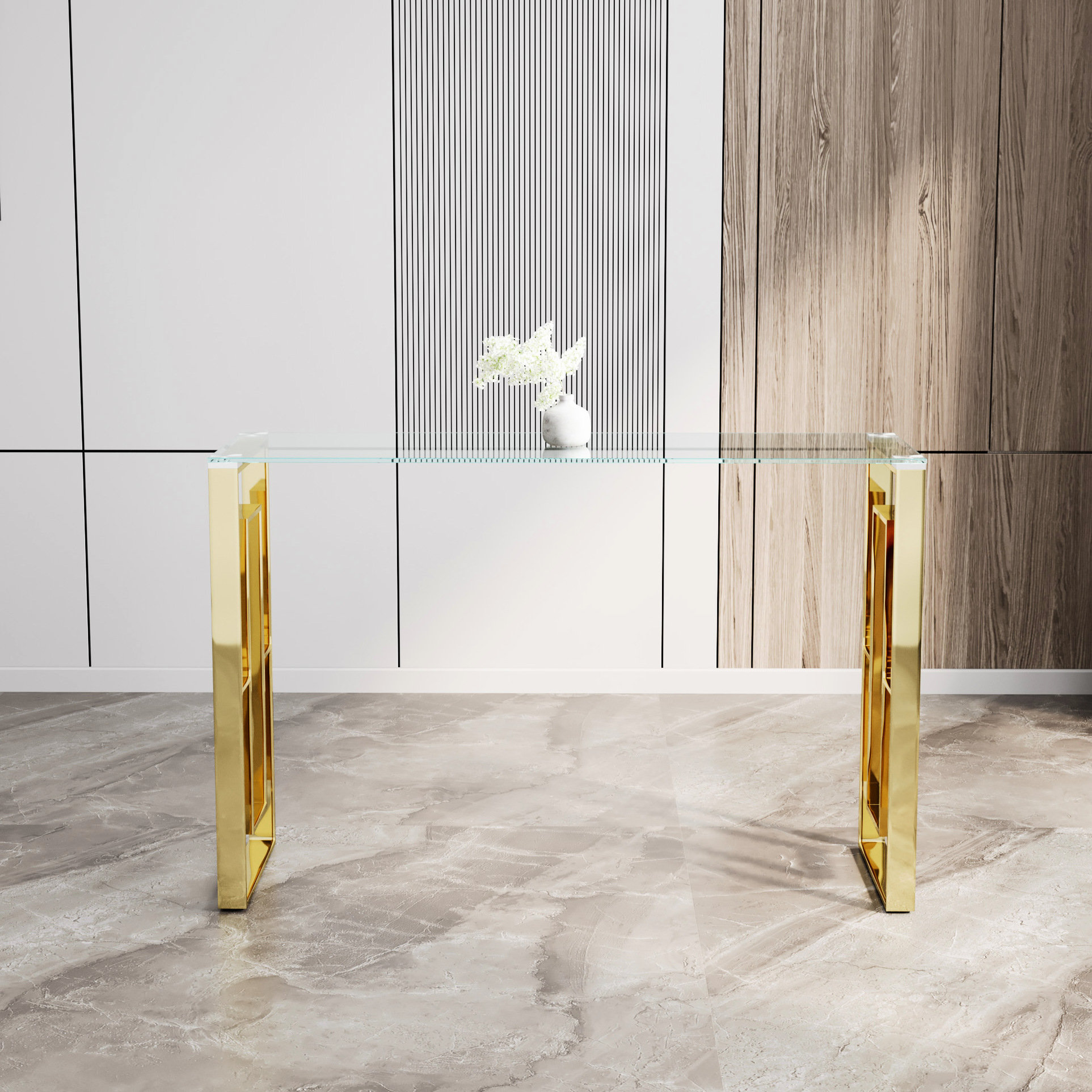 Banior Golden Console Table With Slip Bottom On Stainless Steel Legs ...