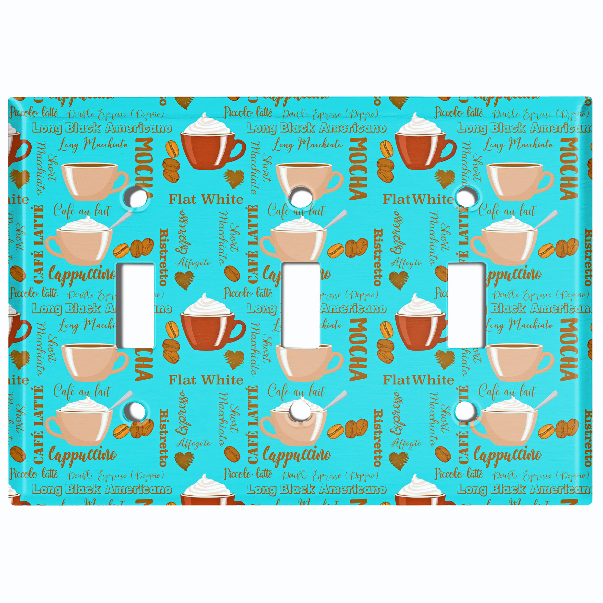 WorldAcc Coffee Cup Mocha Espresso Lover 3-Gang Toggle Light Switch ...