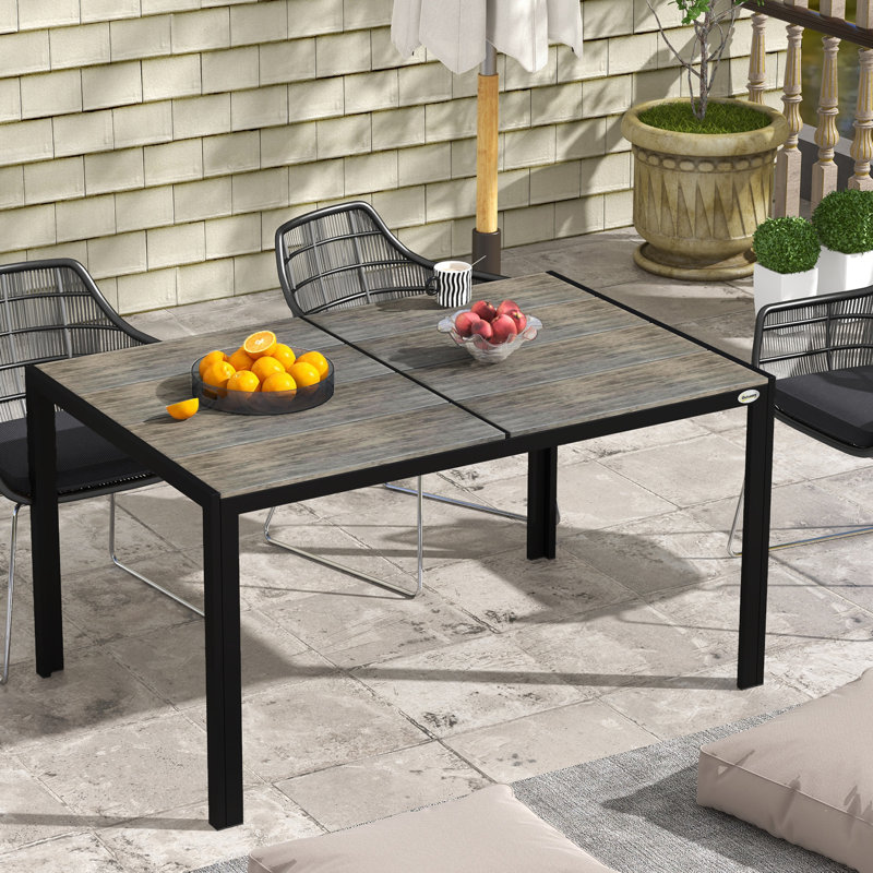 Outsunny Outdoor Dining Table for 6, Aluminum Rectangular Patio Table ...