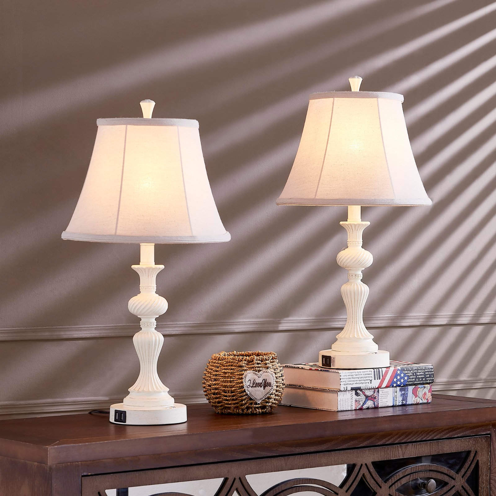 Canora Grey Retro Bedside Table Lamp, Living Room Bell Shaped Imitation ...