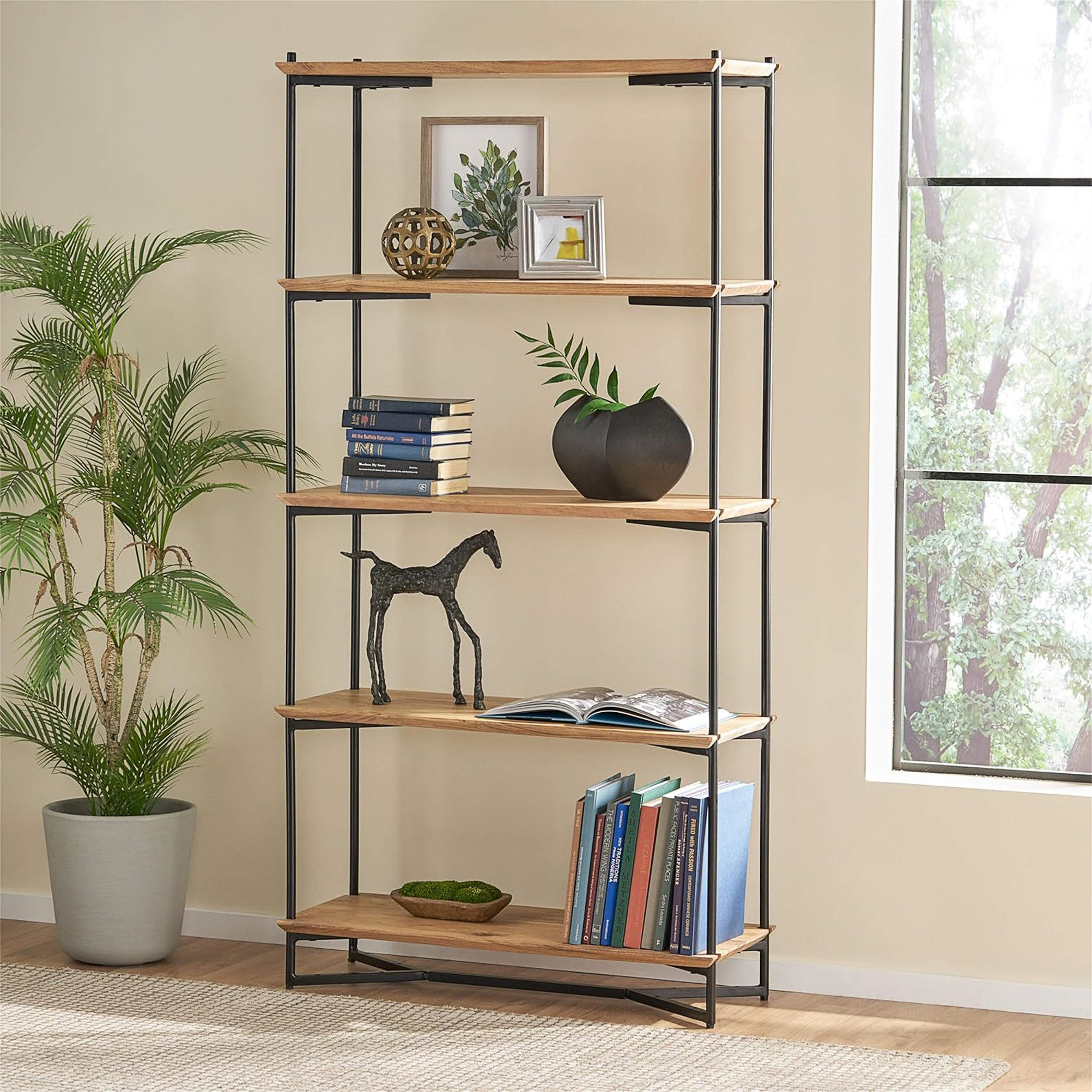 17 Stories Industrial 5-Tier Metal Frame Bookshelf | Wayfair