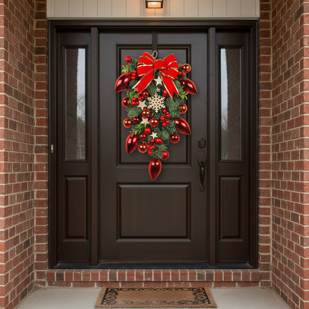 Fleur De Lis Living 50Cm/19.68In Christmas Tree Toppers Garland Wreath ...