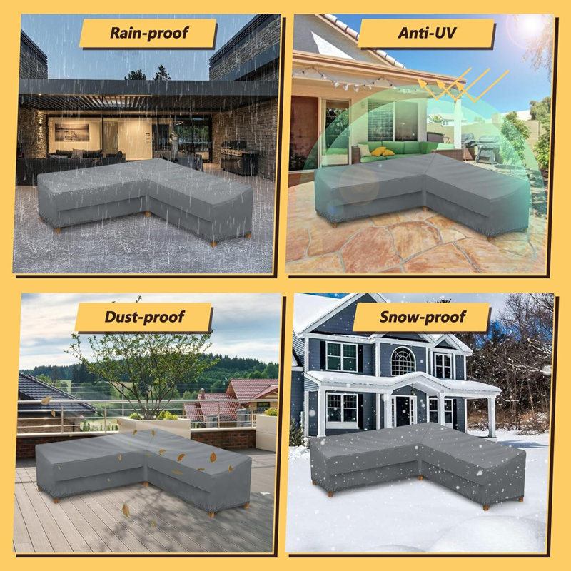 Arlmont & Co. Waterproof Heavy Duty Patio V-Shaped Sectional Sofa Cover ...