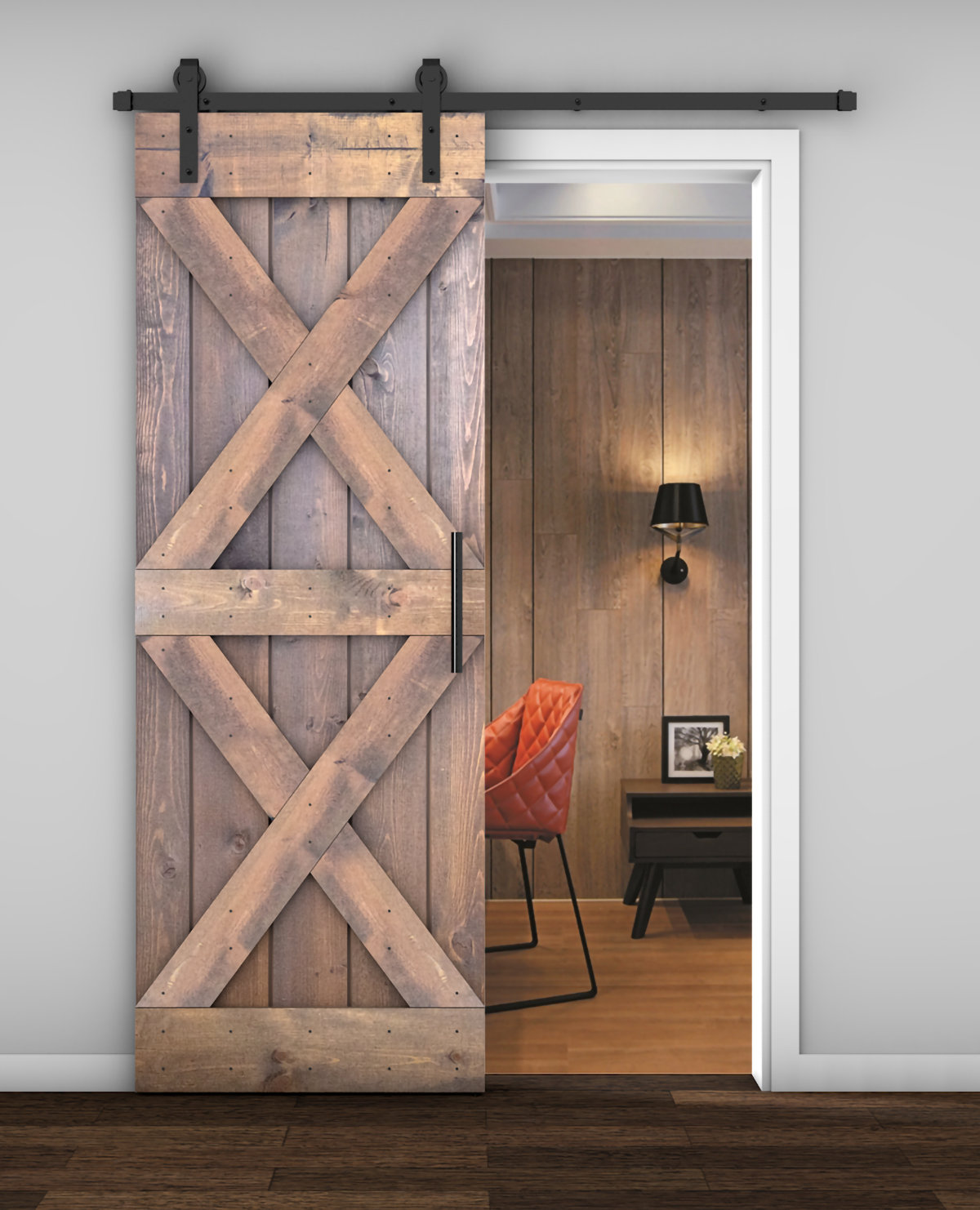 Essencaliy Panelled Wood Interior Sliding Barn Door X Series With ...