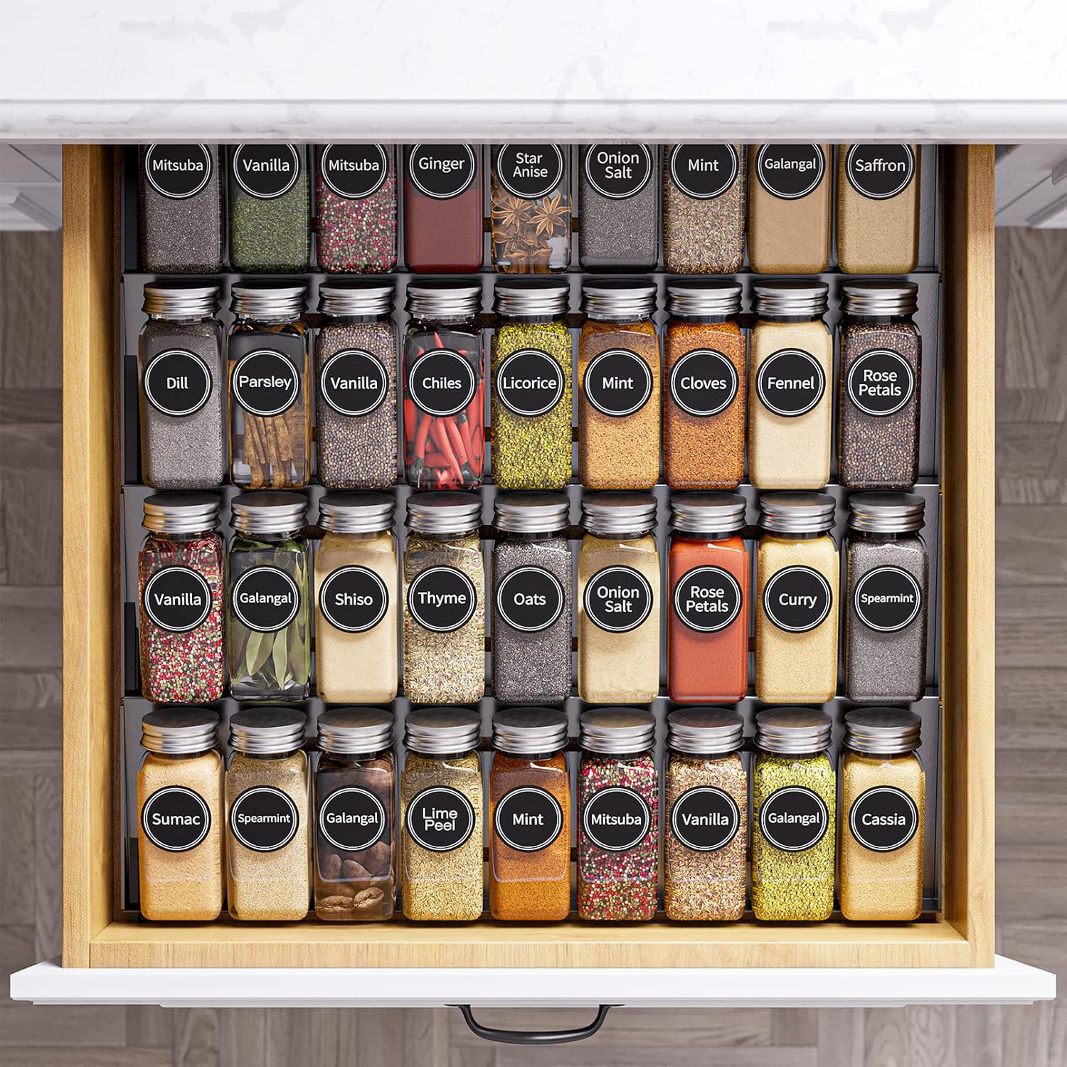SpaceAid 36-Piece Spice Jar Set with Labels, Empty 4oz Glass Spice ...