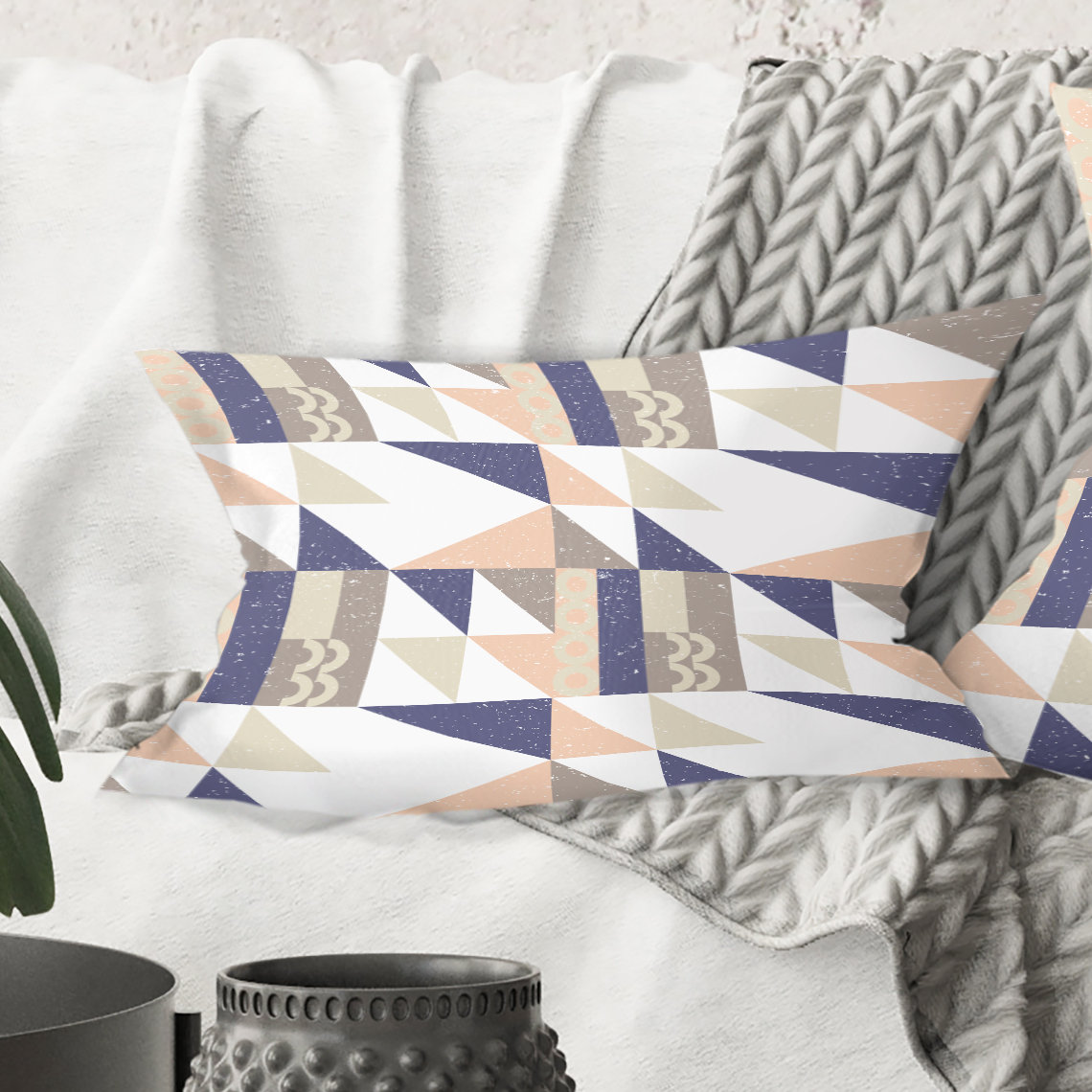 Design Art Retro Geometric Design X - Mid-Century ModernPrinted Throw ...