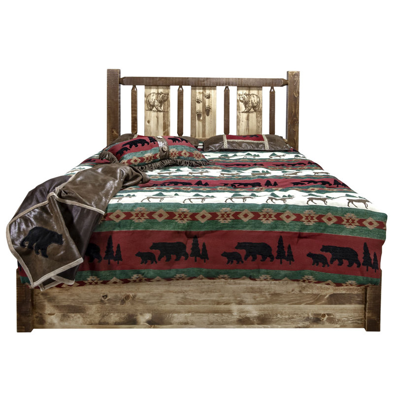 Loon Peak® Homestead Collection Lodge Pole Pine Platform Storage Bed ...
