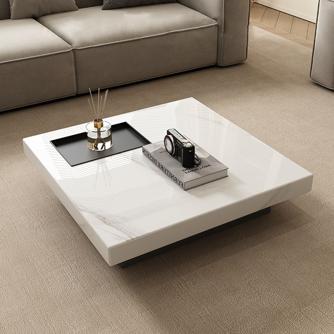 Wrought Studio Modern and simple square rock plate coffee table ...