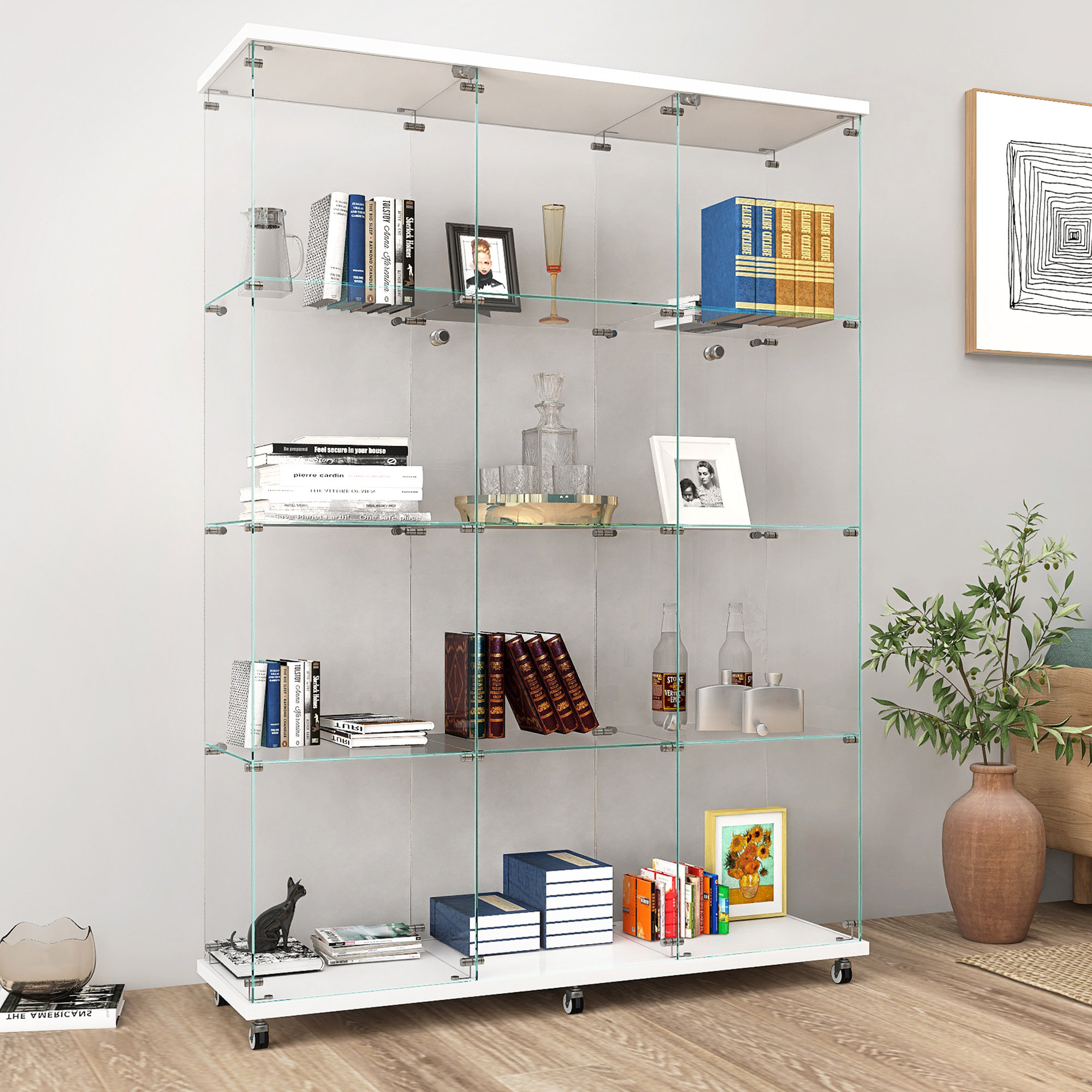 Ivy Bronx Gracelino 66.5" Tall Glass China Cabinet Curio Display Stand ...