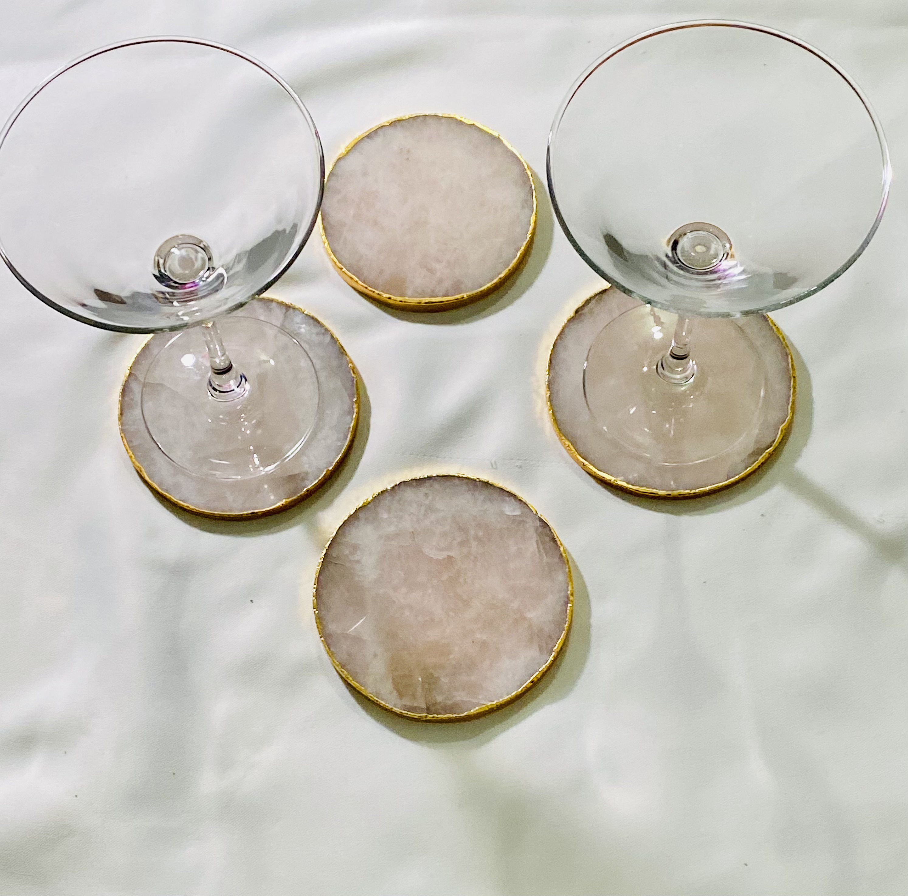 StellarTingz Rose Quartz Gemstone Coasters | Wayfair