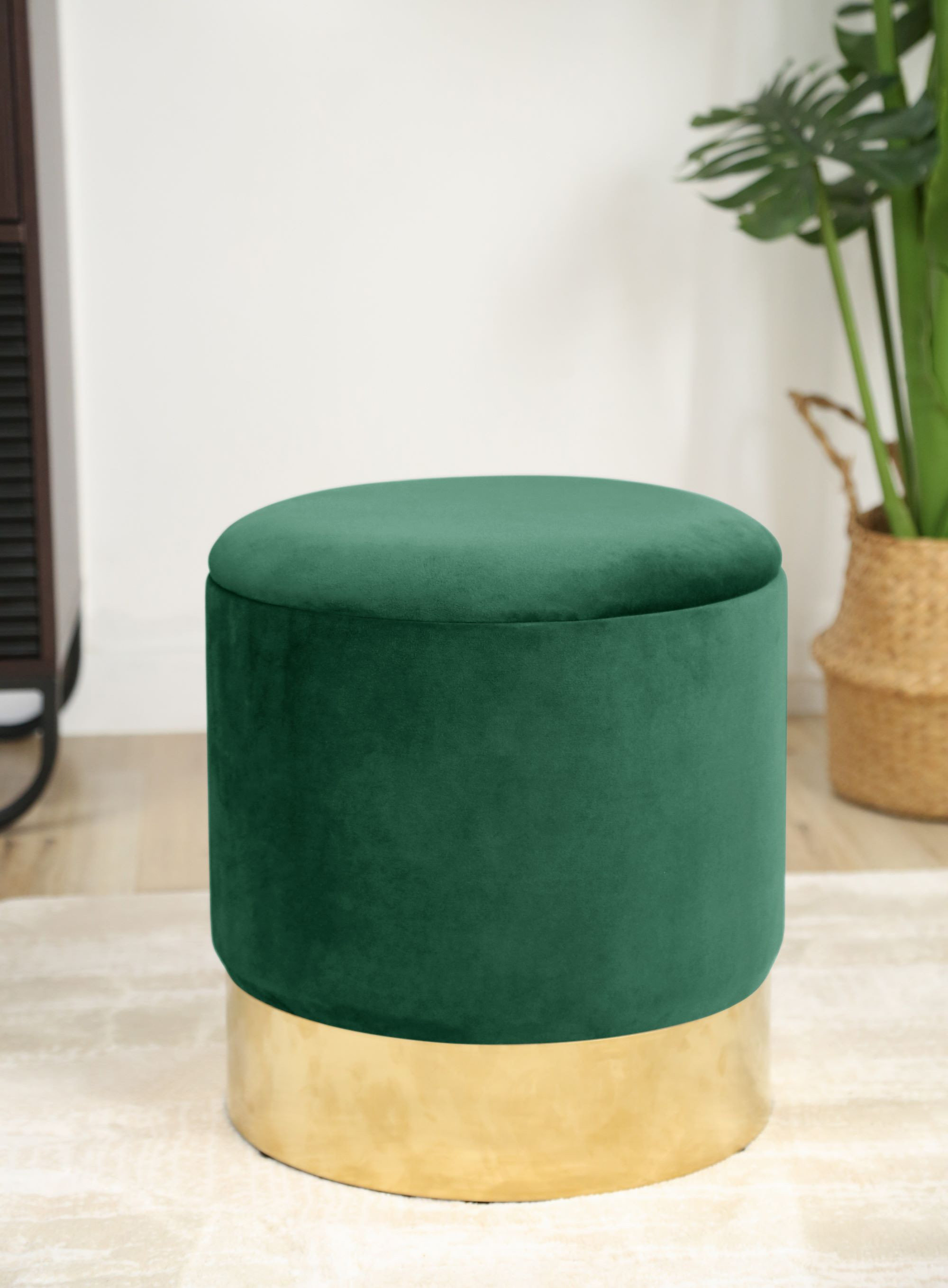 Fairmont Park 39cm Wide Velvet Tufted Circle Pouffe Ottoman with ...