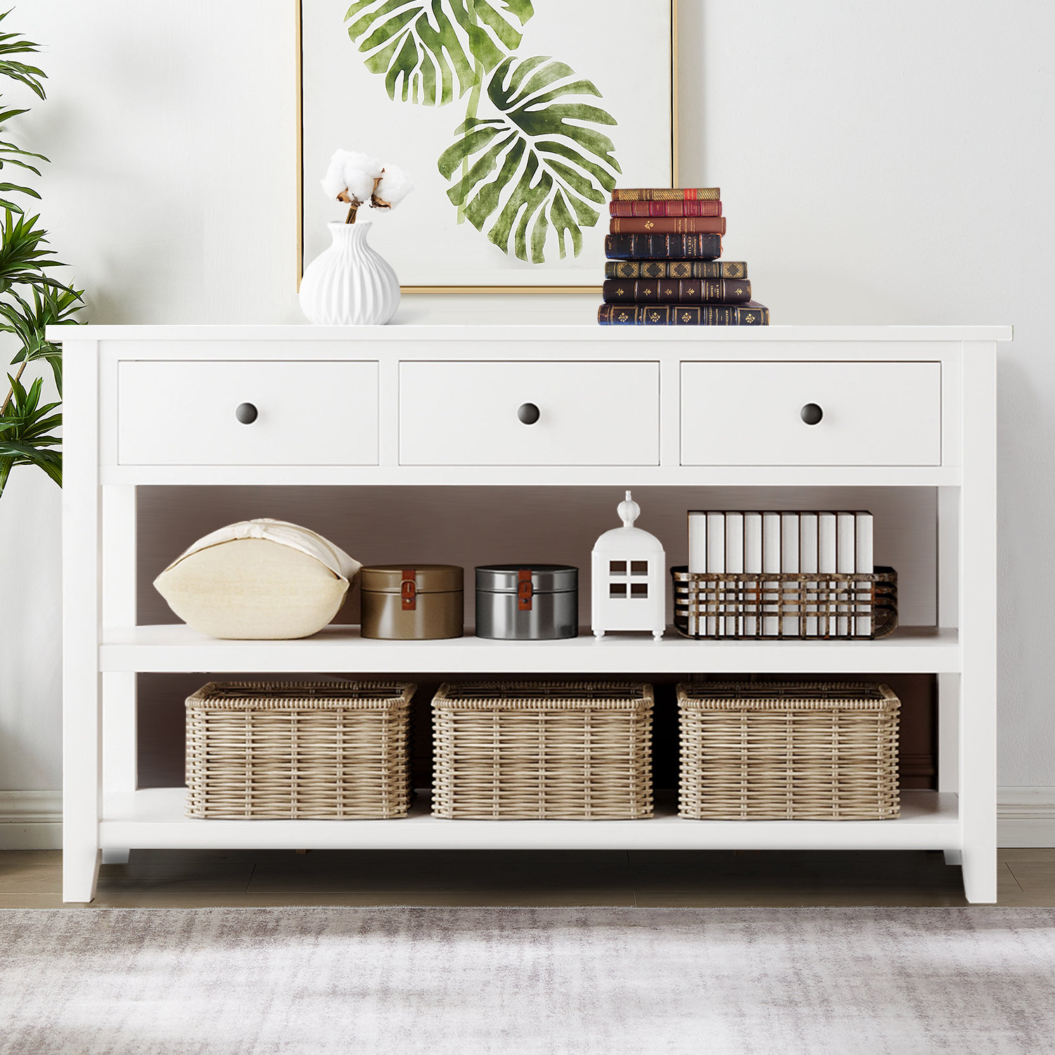 Red Barrel Studio® Anara 50.02'' Wide Wooden Console Table with 3 ...