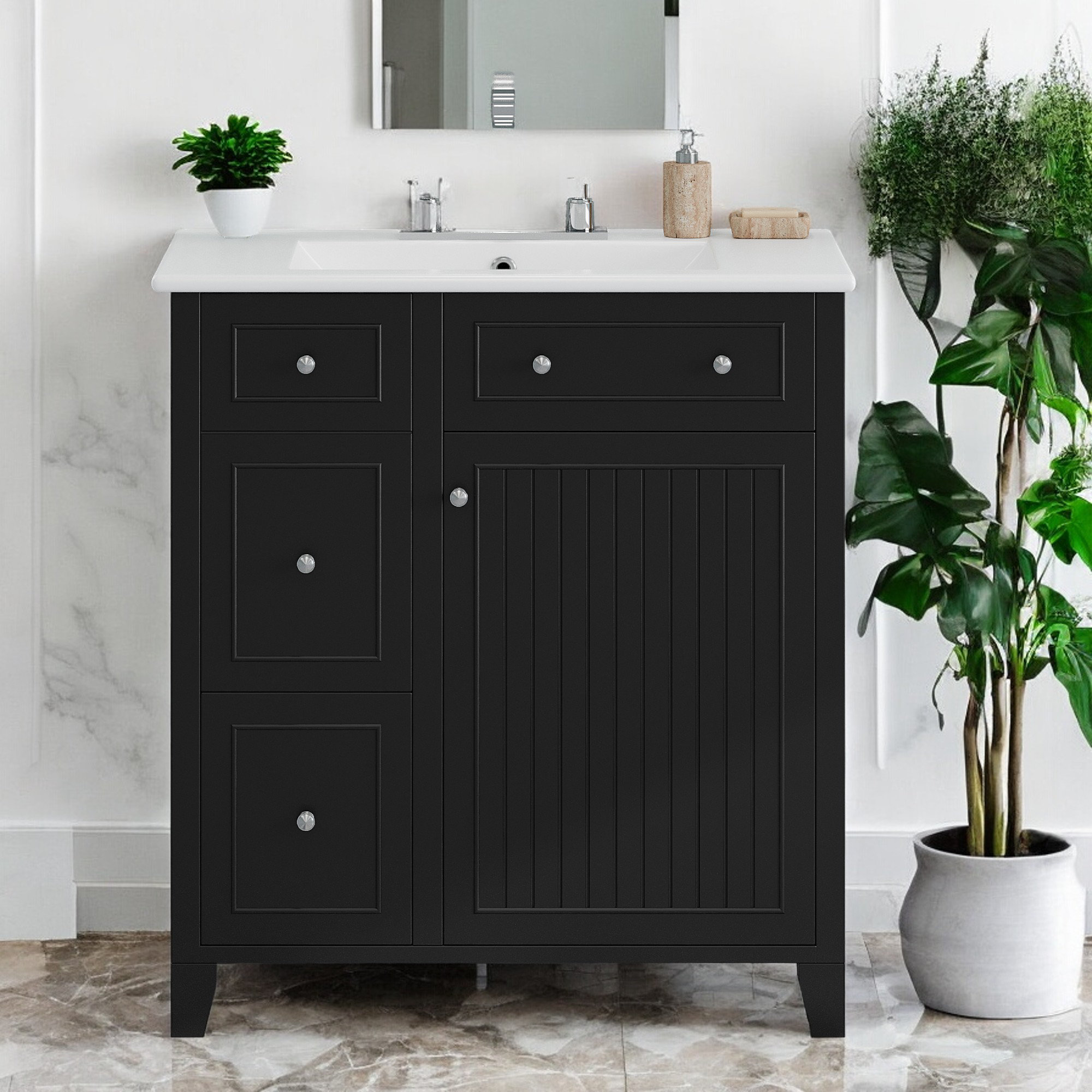 30 inch black bathroom vanity with drawers – Sleek, Space-Saving Design