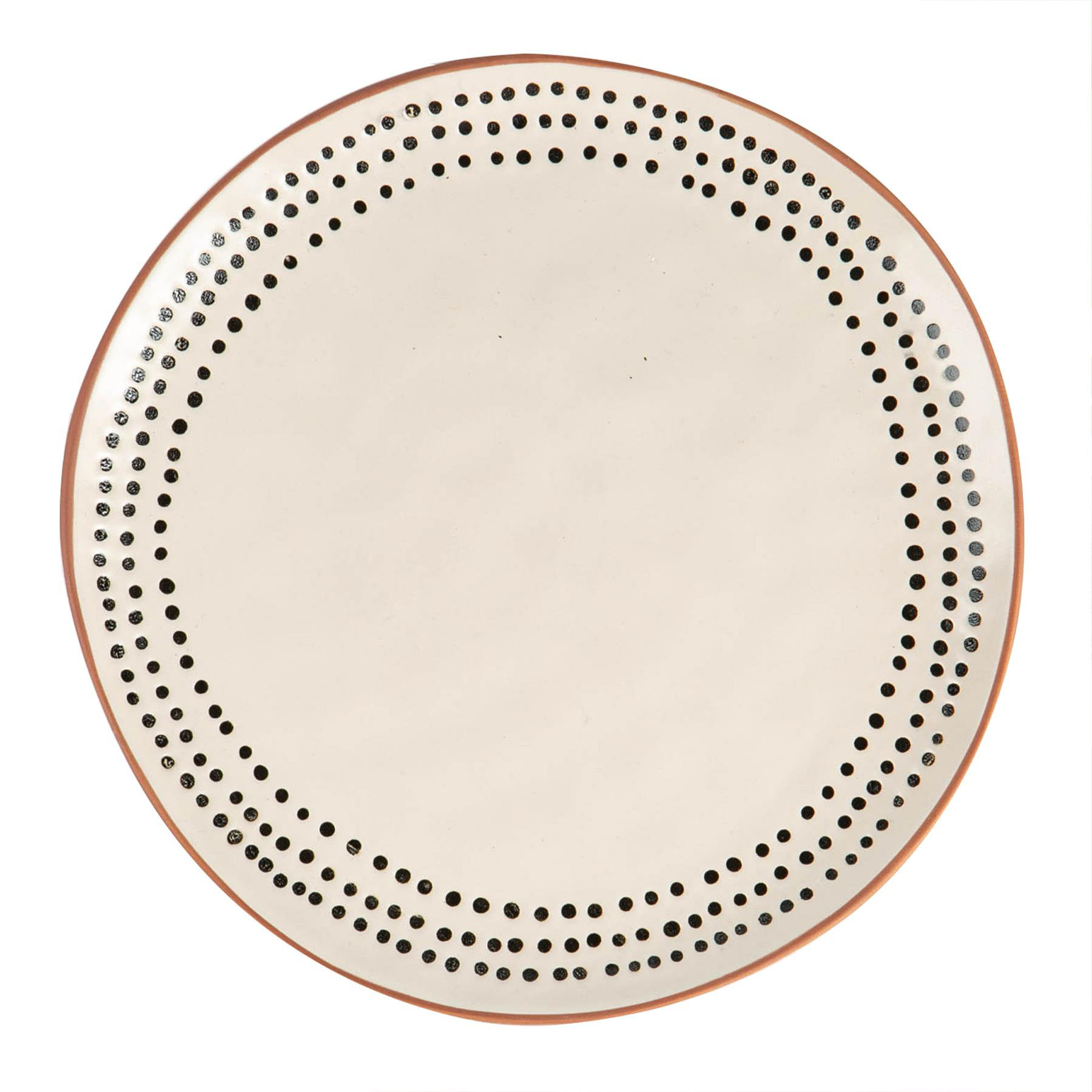 Nicola Spring - Spotted Rim Stoneware Dinner Plate - 26cm - Monochrome ...