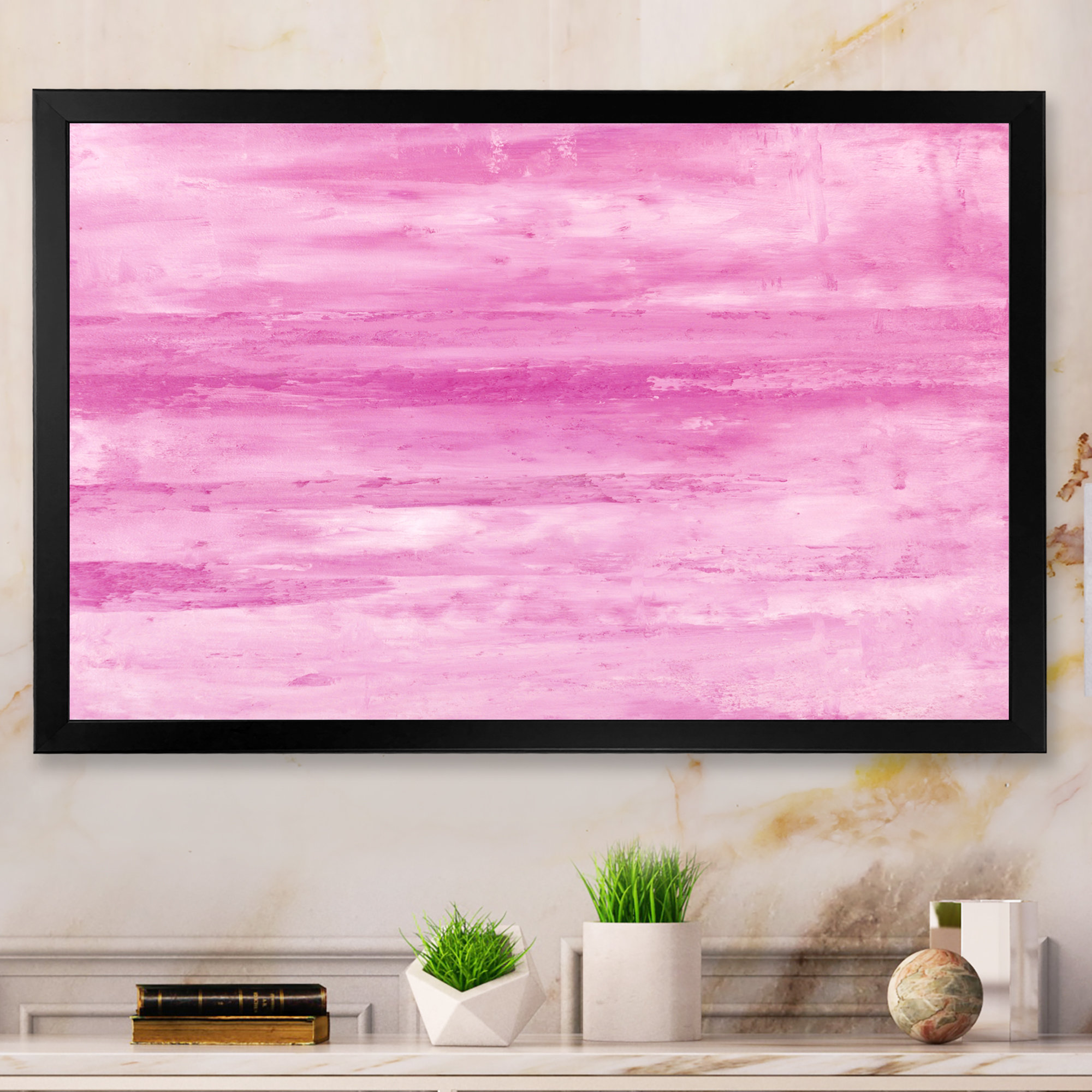 Wrought Studio™ Abstract Pink Universe - Picture Frame Print on Canvas ...
