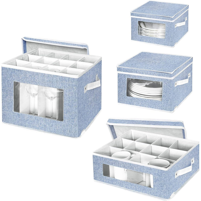 Passetas Fabric Dinnerware Storage Set with Felt Dividers Included ...