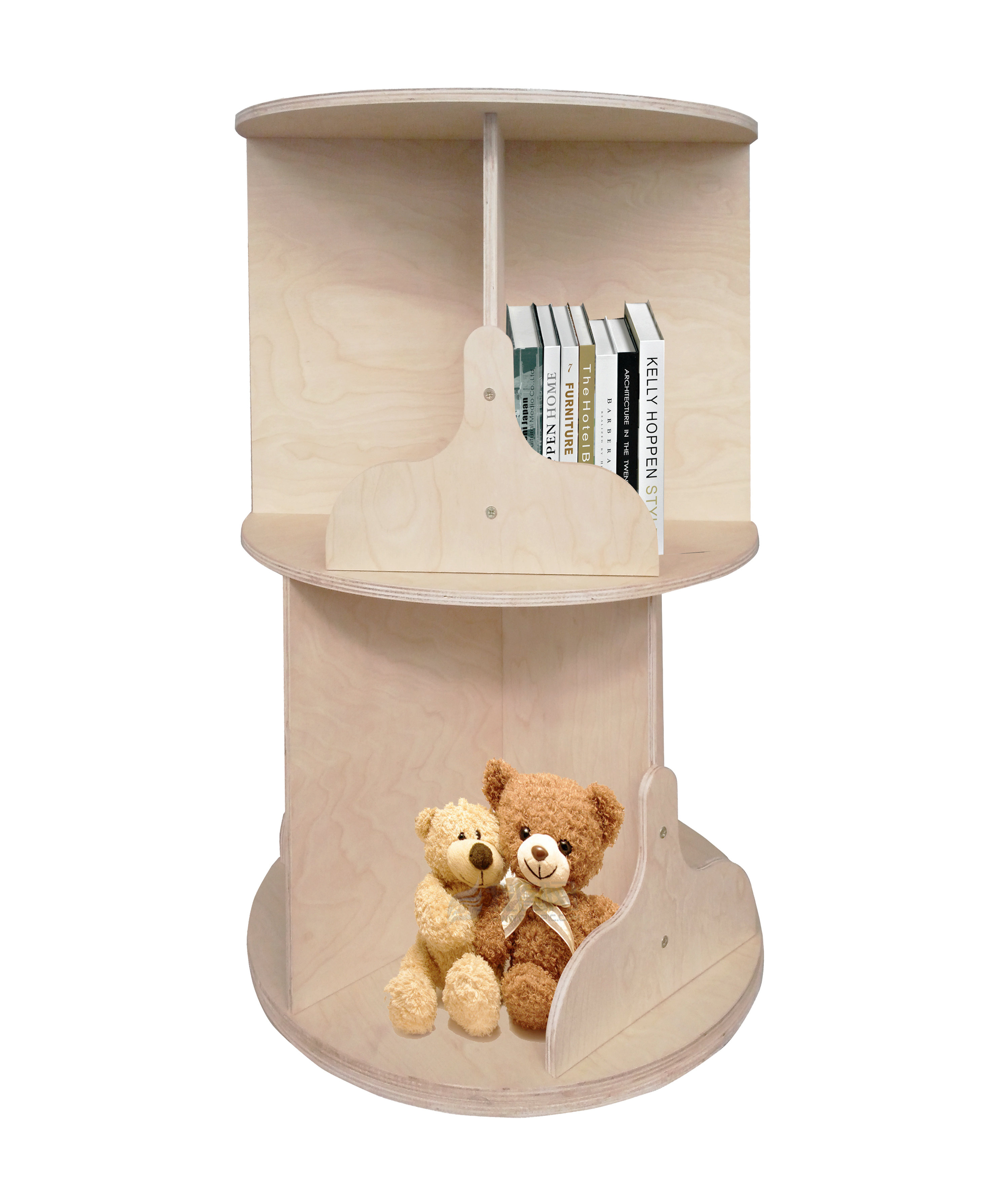 Red Barrel Studio® Two-tier Round Bookshelf Wooden Bookcase Book Read-A ...