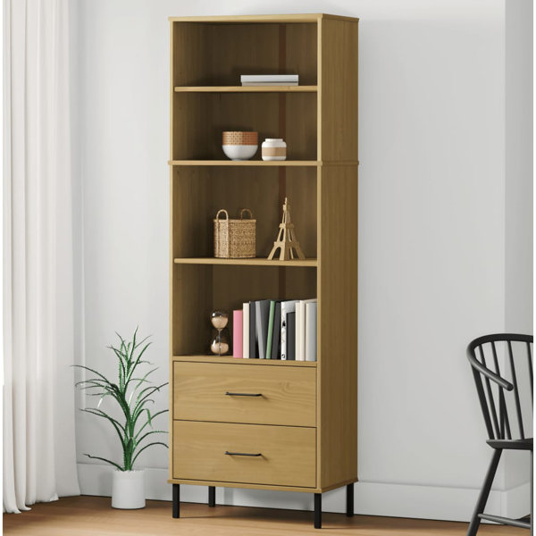 Latitude Run® Bookshelf Book Cabinet with 2 Drawers Storage Cabinet ...