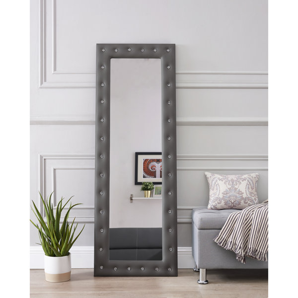 House of Hampton® Ennia Crystal Tufted Large Floor Mirror, 63"LX22"W ...