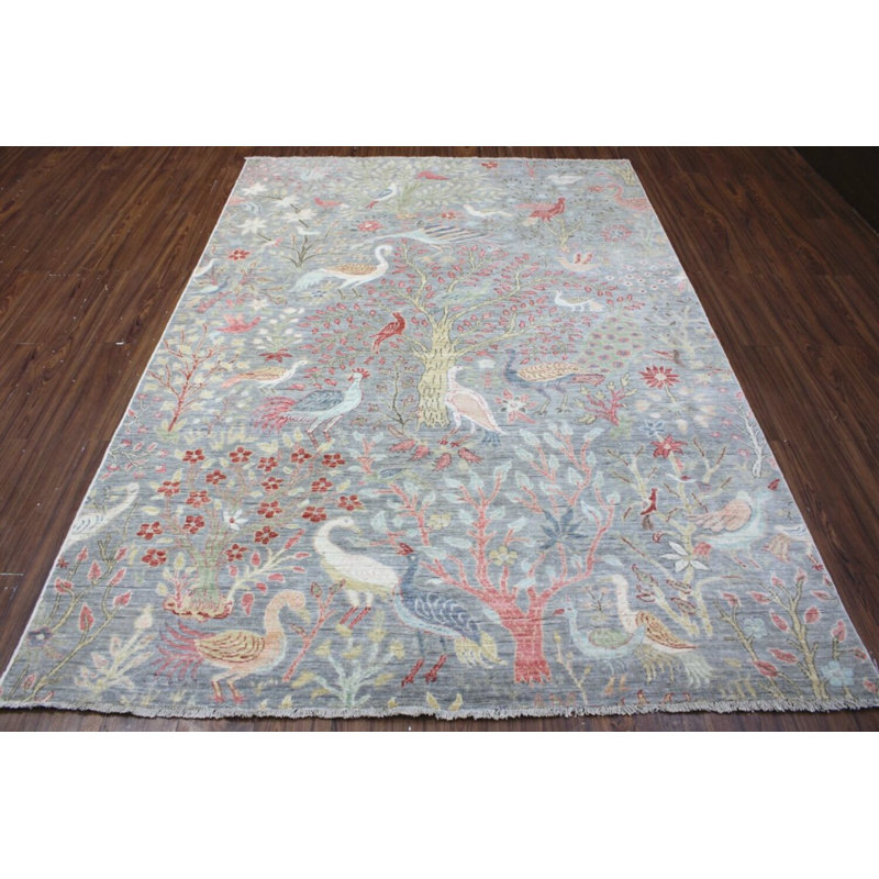 Dover Rug & Home Dover Rug Birds Collection Hand Knotted Area Rug | Wayfair