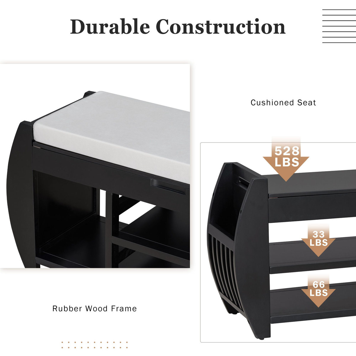 Red Barrel Studio® 3-In-1 Shoe Storage Bench, Mid-Century Upholstered ...