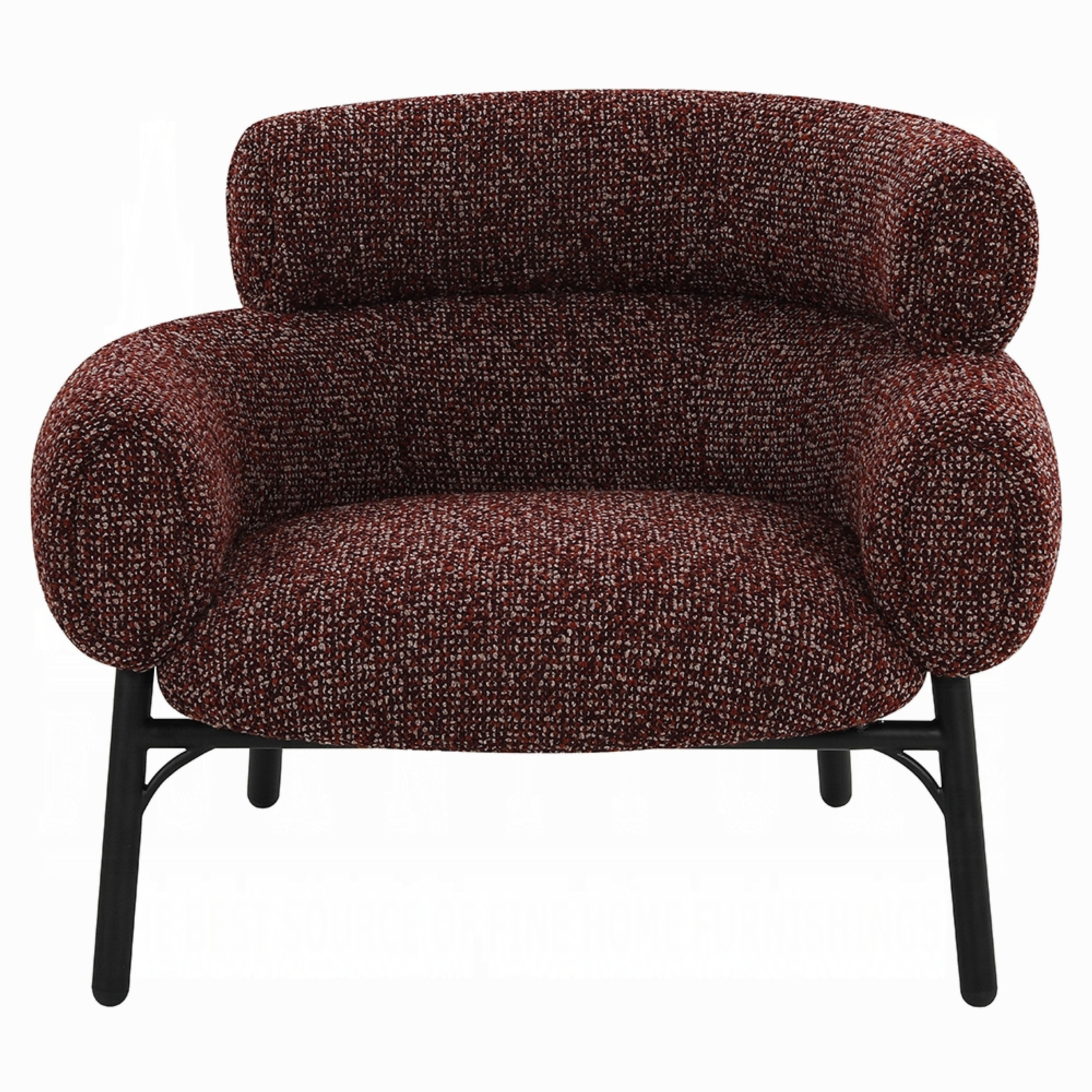 Benjara Meru Sofa Chair, Curved Back Maroon Red Tweed Fabric, Black ...