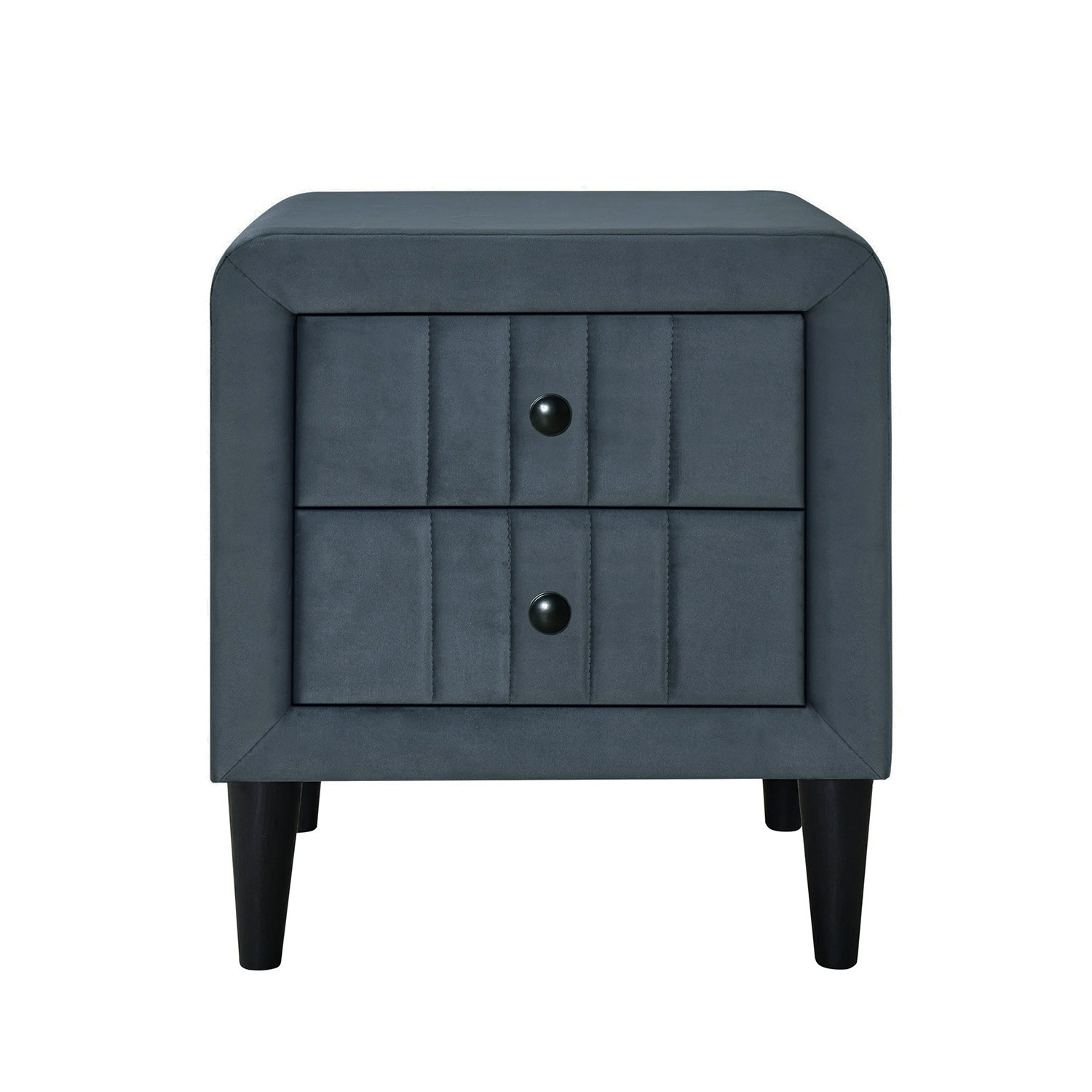 Mercer41 2 Drawers Brushed Linen Fabric Nightstand With Tapered Shape ...