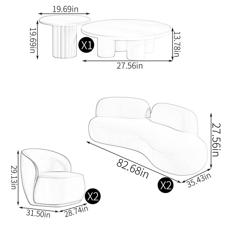 KANGLY Curvy sofa tea table combination | Wayfair