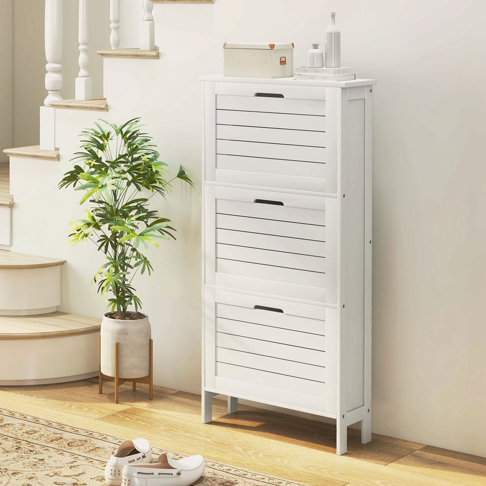 Wrought Studio™ Narrow Shoe Storage Cabinet For Entryway With 3 Flip ...