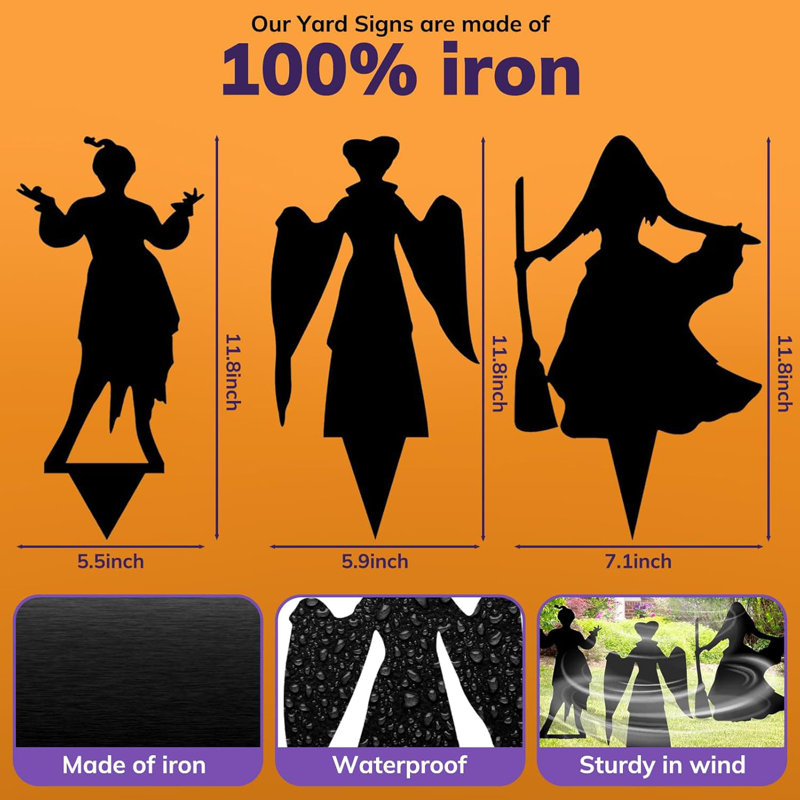 The Holiday Aisle® Hocus Pocus Witch Metal Garden Stakes | Wayfair