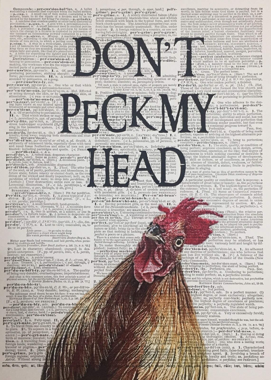 Happy Larry A3 Funny Chicken Dictionary Print Animal Pun Quote Don't ...