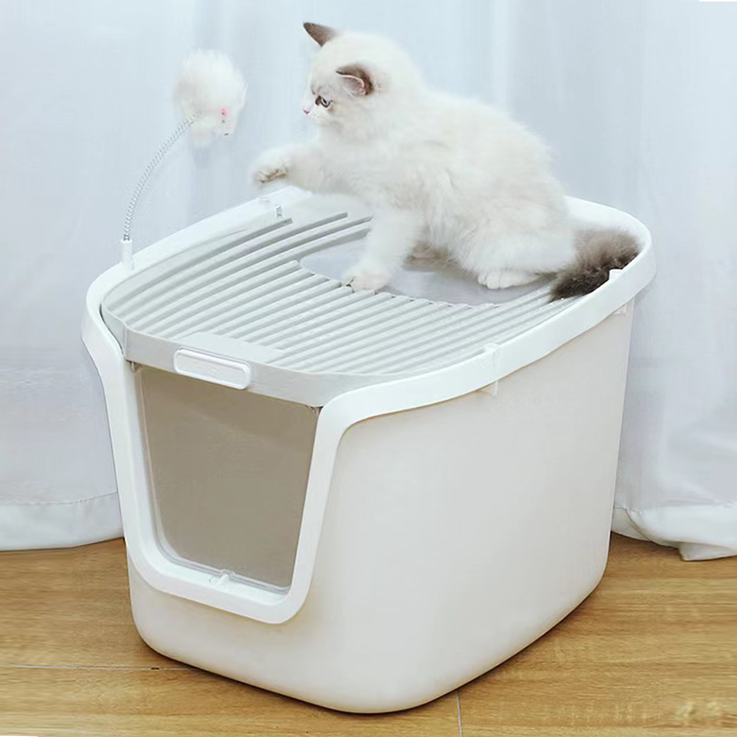 Tucker Murphy Pet™ Seamless Molded Cat Litter Box with Scoop, Top or ...